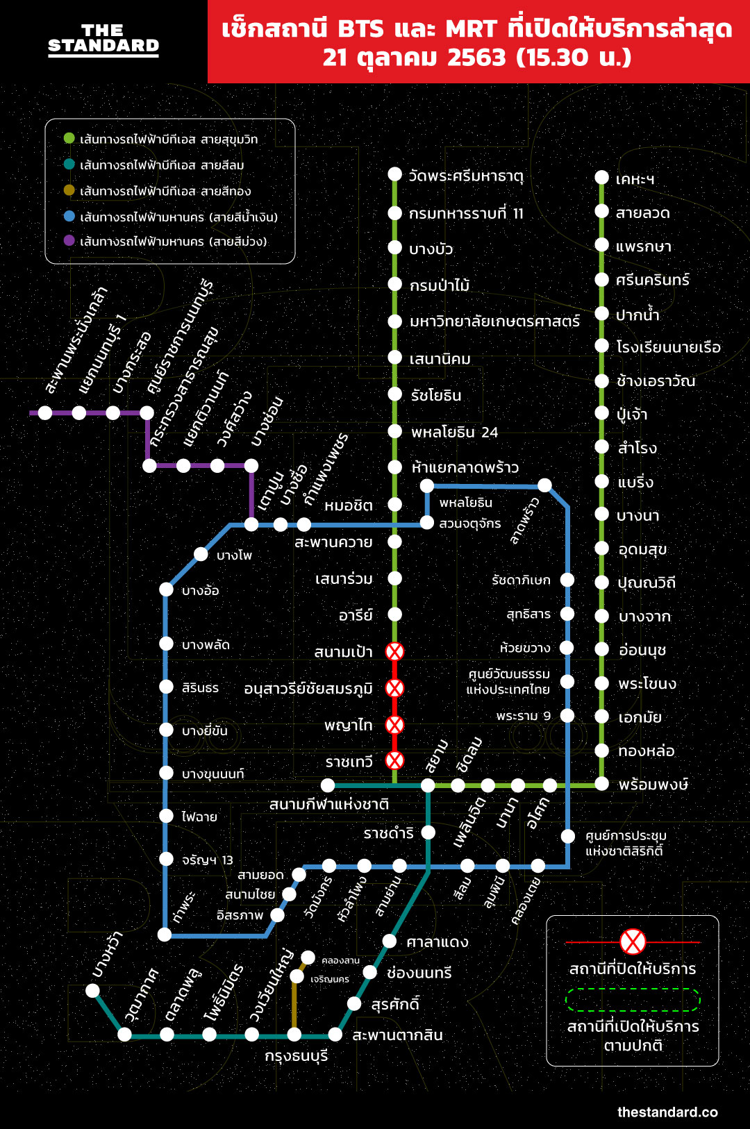 เช็กสถานี BTS และ MRT ที่เปิดให้บริการล่าสุด 21 ตุลาคม 2563 (15.30 น. ...